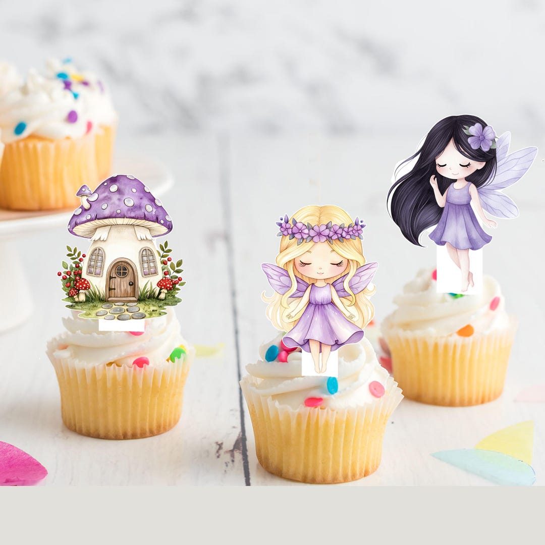 Purple Fairies Pre-cut Edible Stand-up Wafer Card Cupcake Toppers - Etsy