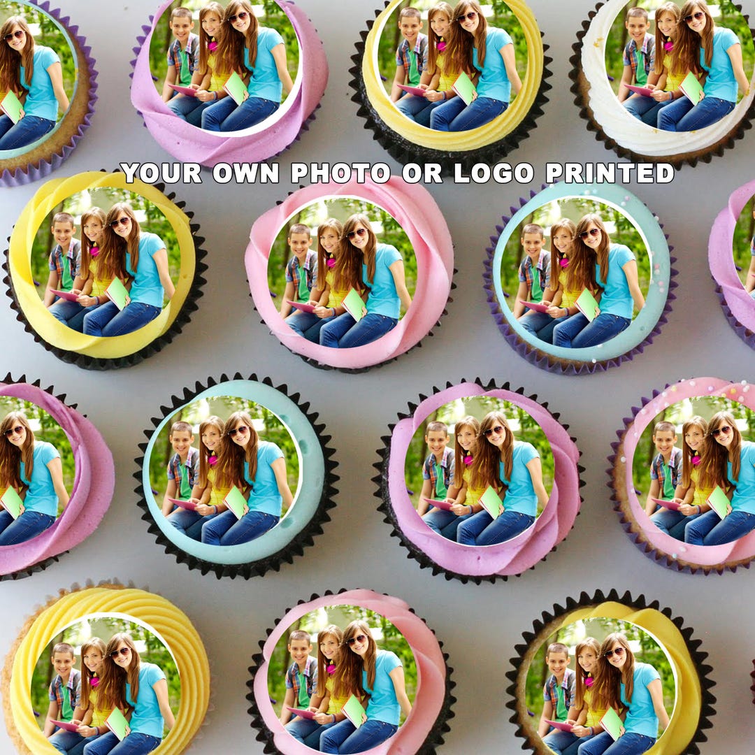 Custom Photo Logo Pre-cut Mini Edible Cupcake or Cookie Toppers - Etsy