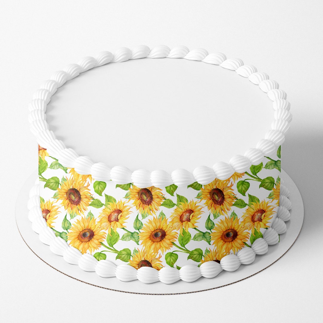 Sunflower Edible Icing Image Cake Wrap Topper - Etsy