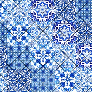 Amalfi Blue Tile Pattern Edible Icing Image Cake Wrap Topper - Etsy