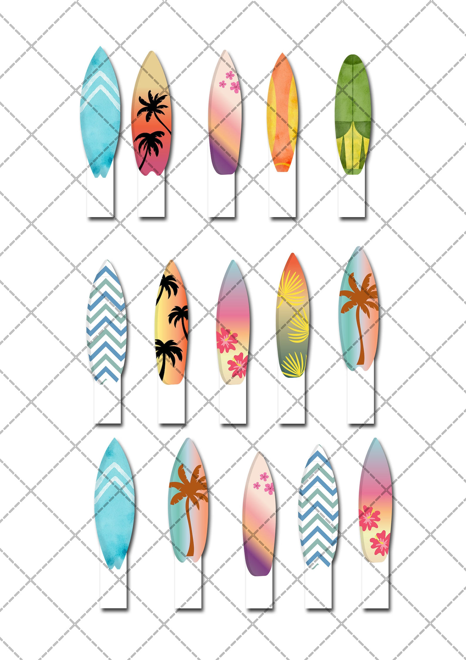 Surfboard Surfer Surfing Pre-cut Edible Stand-up Wafer Card Cupcake ...