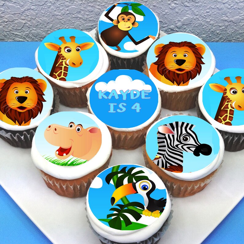 Jungle Safari Animals Pre-cut Edible Icing Image Cupcake or - Etsy