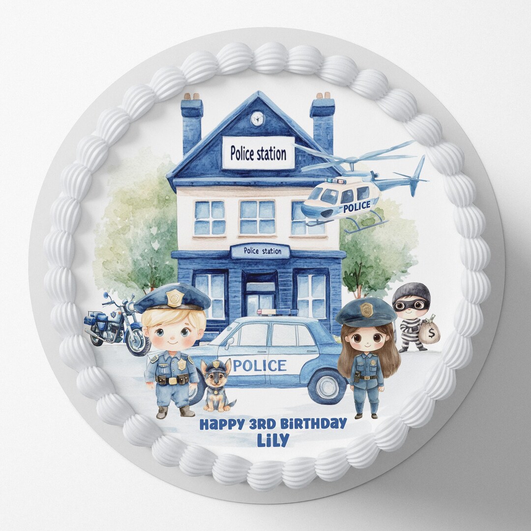 Police Policeman Policewoman Pre-cut Round Edible Icing Cake Topper - Etsy