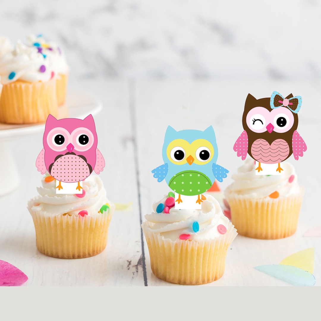 Cute Owls Pre-cut Edible Stand-up Wafer Card Cupcake Toppers - Etsy