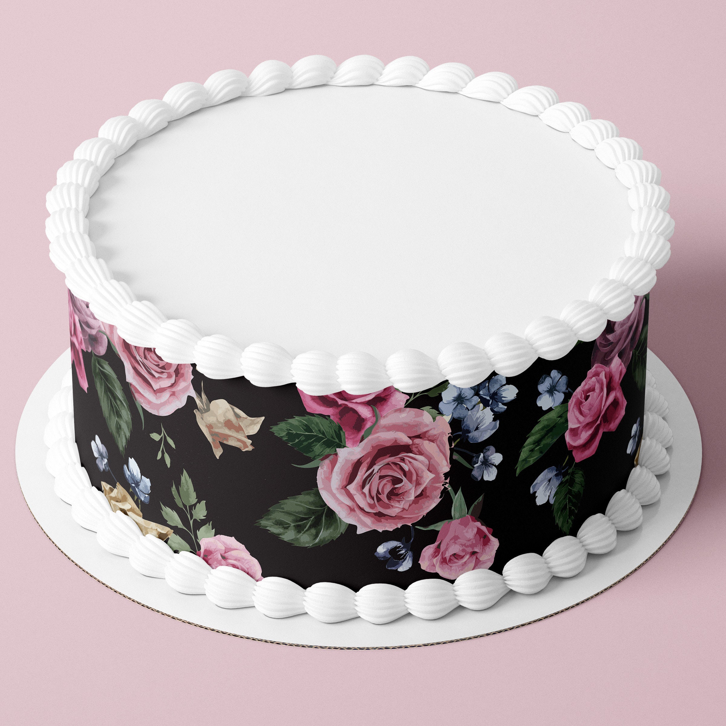 Floral Flower Edible Icing Image Cake Wrap Topper - Etsy