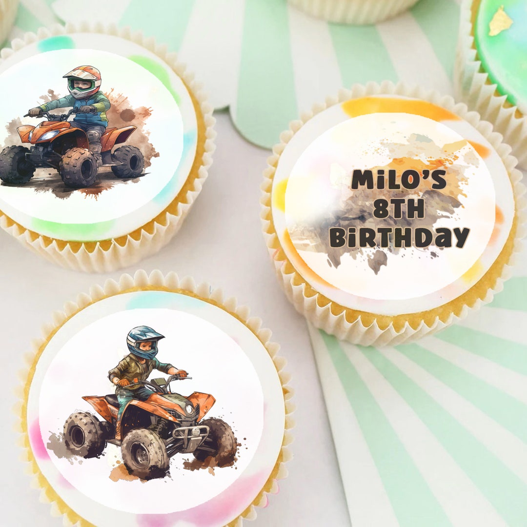 Quad Bike Personalised Pre-cut Edible Cupcake or Cookie Toppers - Etsy
