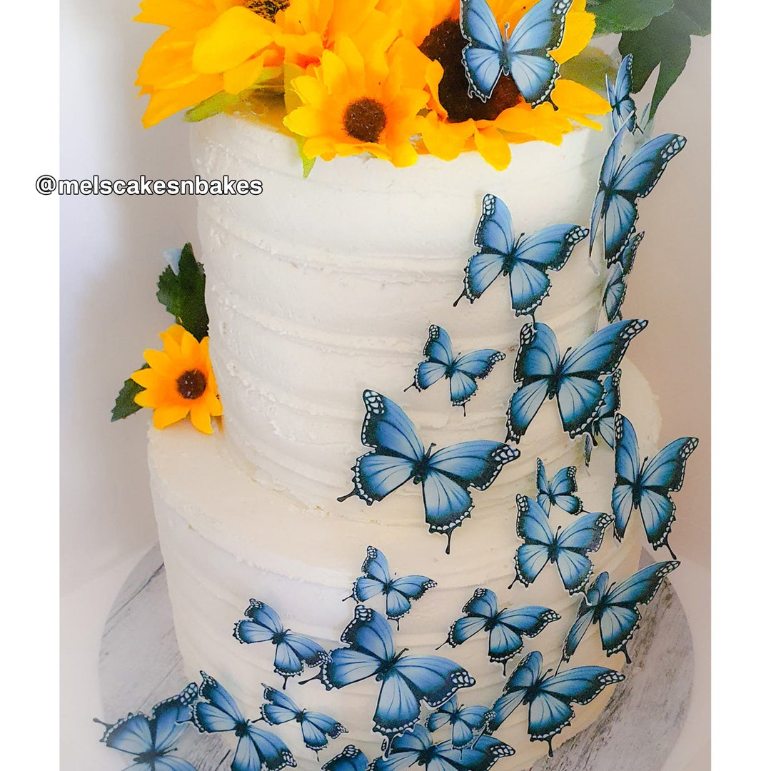 Blue & Black Pre-cut Edible Wafer Butterflies - Etsy