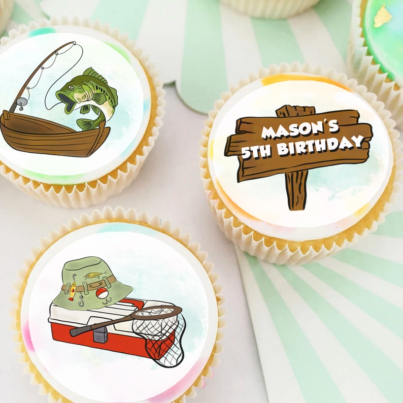 Fishing Pre-cut Edible Cupcake or Cookie Toppers - Etsy