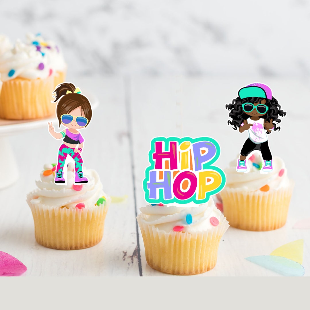 Hip Hop Dance Girls Pre-cut Edible Stand-up Wafer Card Cupcake Toppers ...