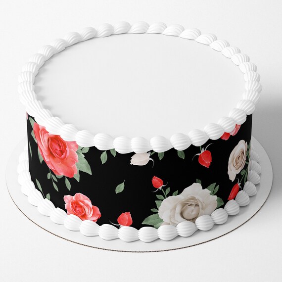 Floral Flower Edible Icing Image Cake Wrap Topper | Etsy