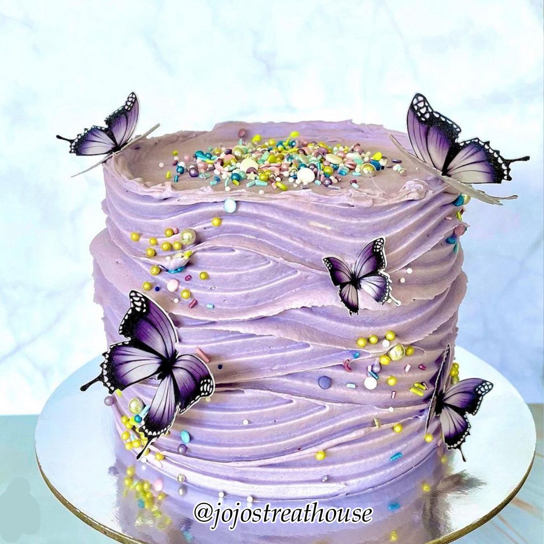 Purple & Black Pre-cut Edible Wafer Butterflies - Etsy