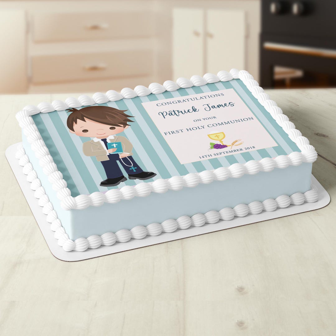 Communion Confirmation Religious Personalised Edible Icing Fondant Cake ...