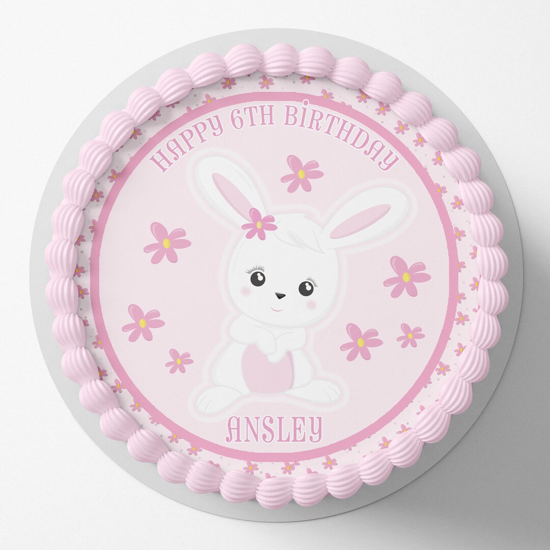 Easter Bunny Rabbit Pre-cut Round Edible Icing Cake Topper - Etsy