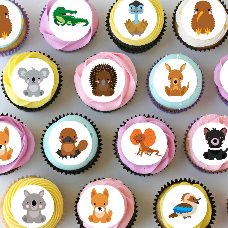 Australian Aussie Animals Pre-cut Mini Edible Icing Cupcake or Cookie ...