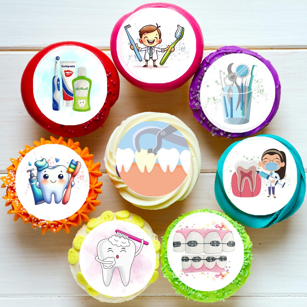 Dental Dentist Teeth Pre-cut Edible Cupcake or Cookie Toppers - Etsy