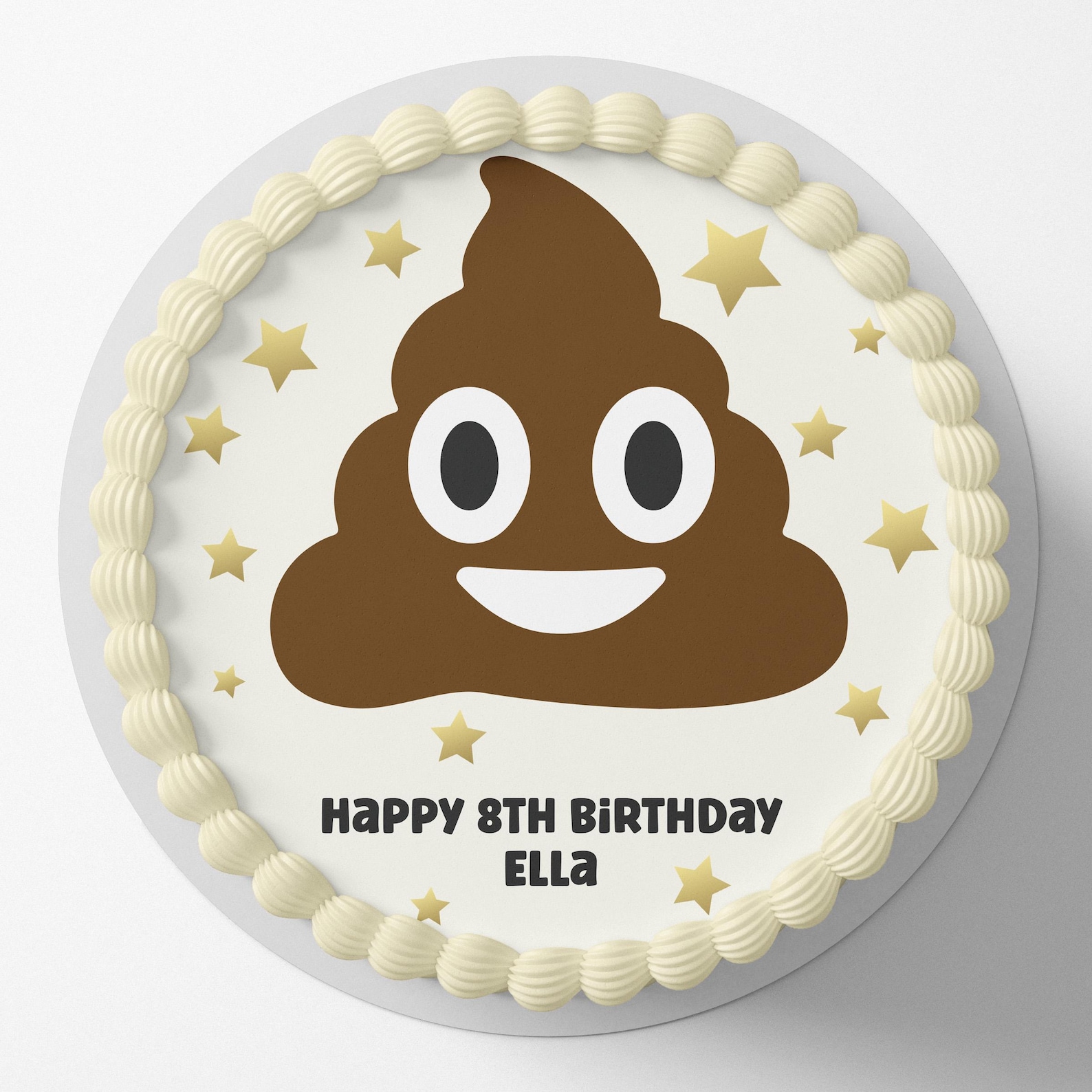 Poop Emoji Pre-cut Round Edible Icing Image Cake Topper - Etsy