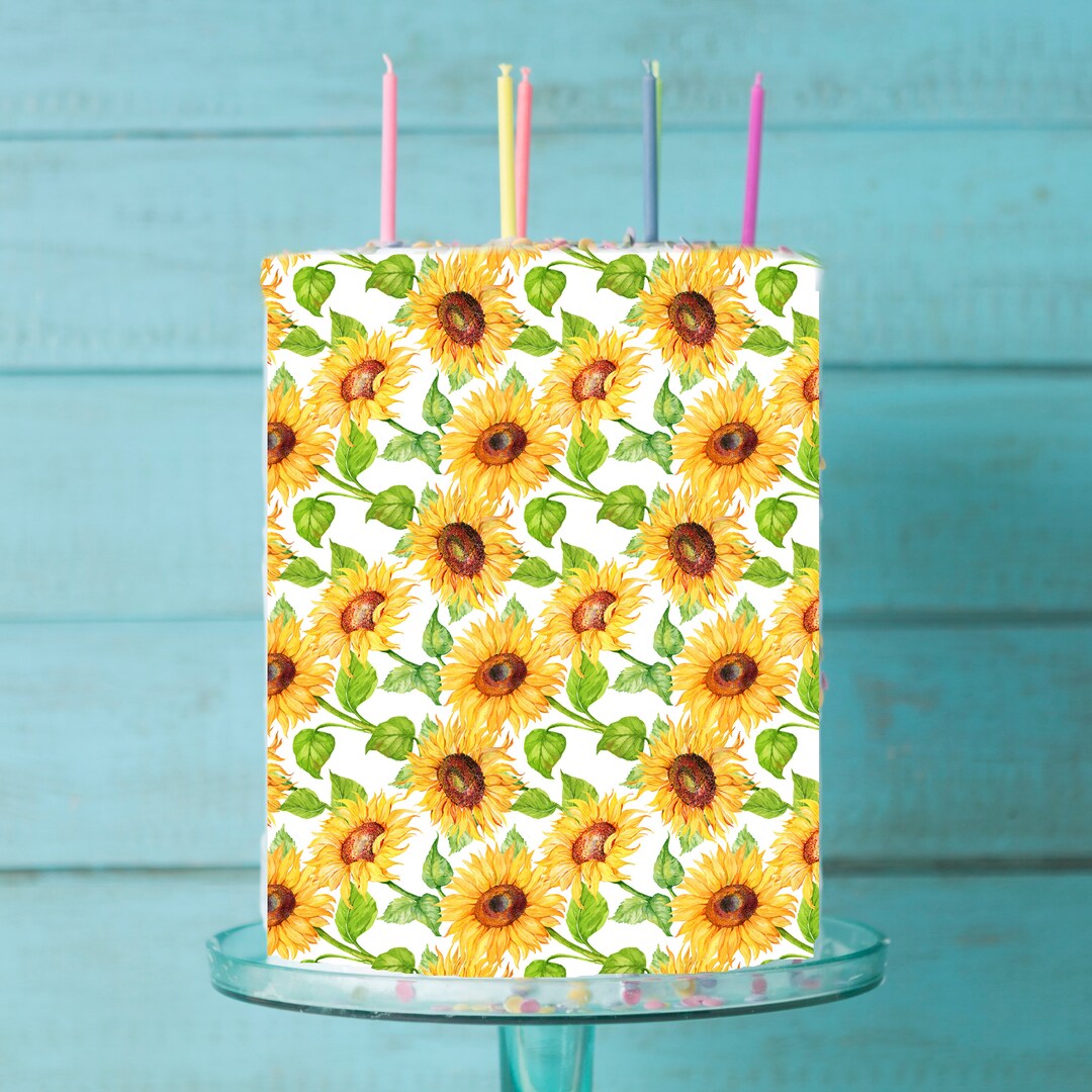 Sunflower Edible Icing Image Cake Wrap Topper - Etsy