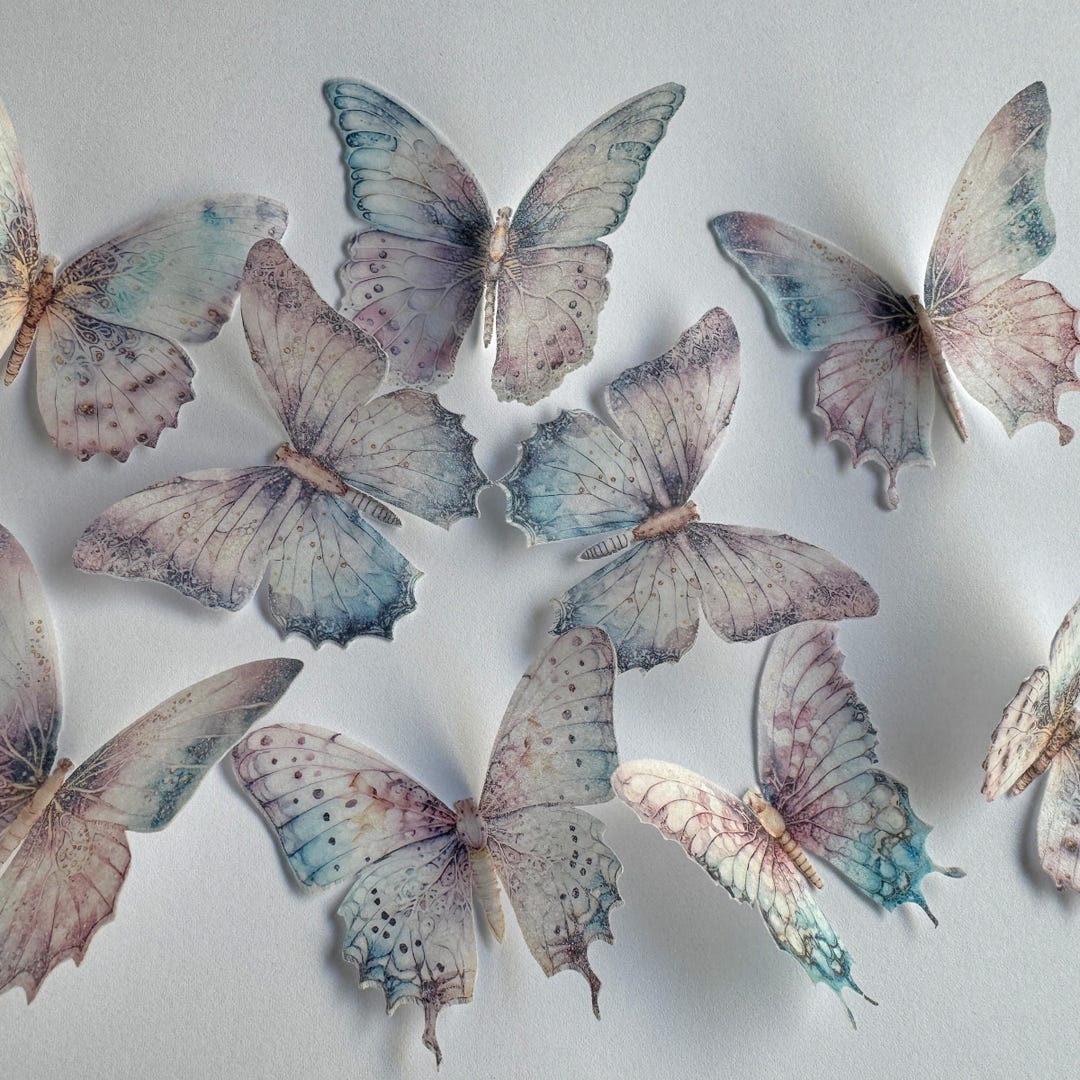 Purple & Green Pre-cut Edible Wafer Paper Butterflies - Etsy