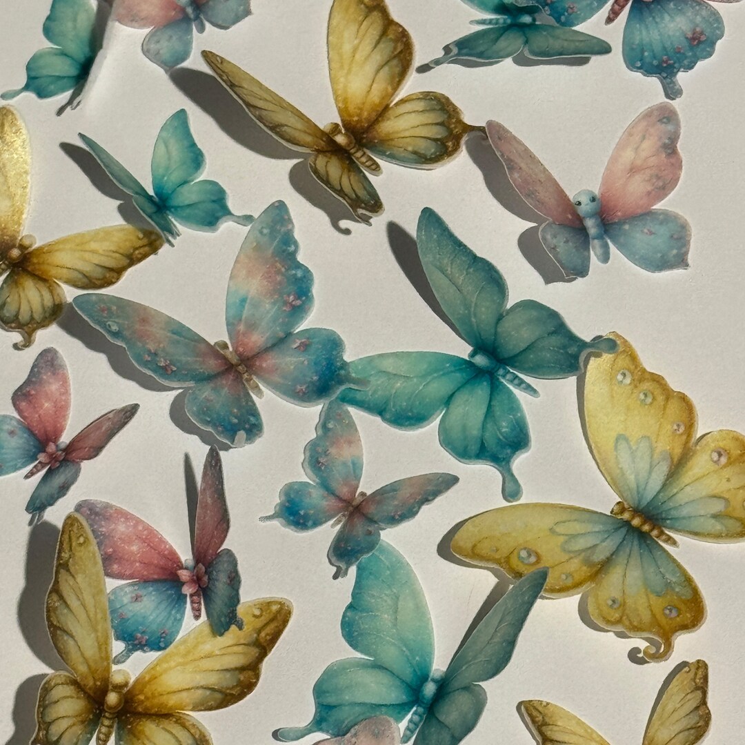 Multicoloured Pre-cut Edible Wafer Butterflies - Etsy