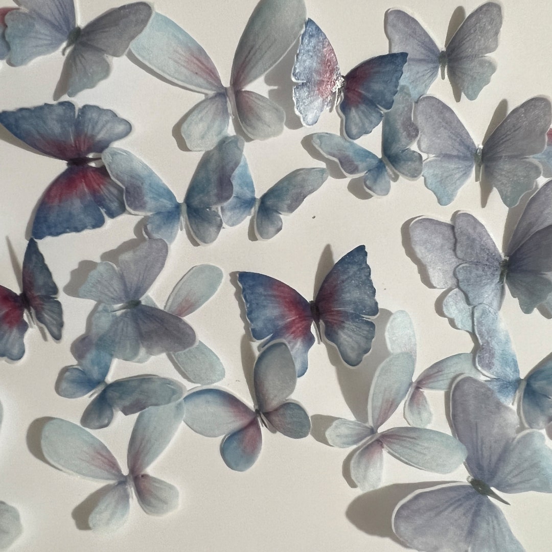 Purple & Blue Pre-cut Edible Wafer Butterflies - Etsy