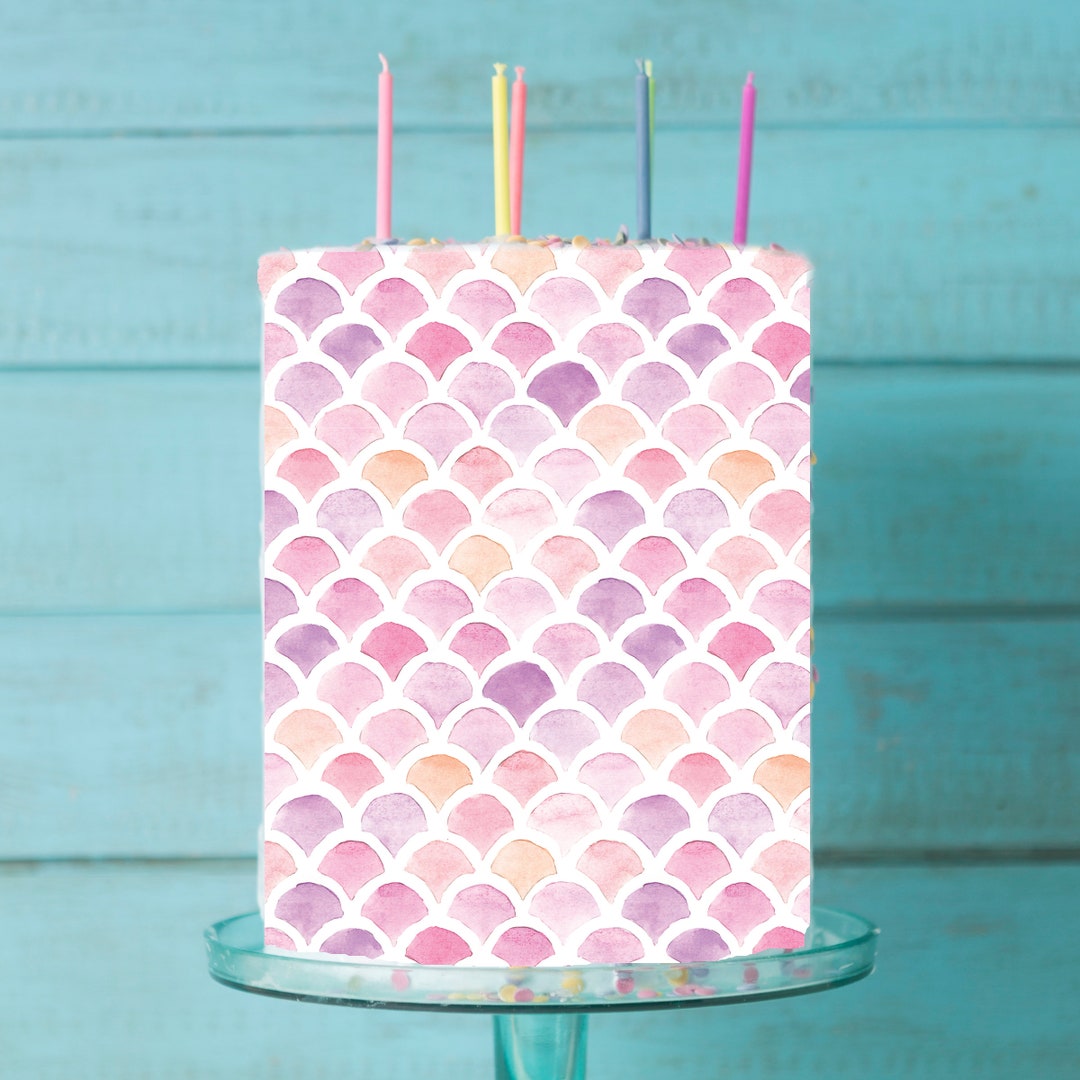 Mermaid Pattern Scales Edible Icing Image Cake Wrap Topper - Etsy
