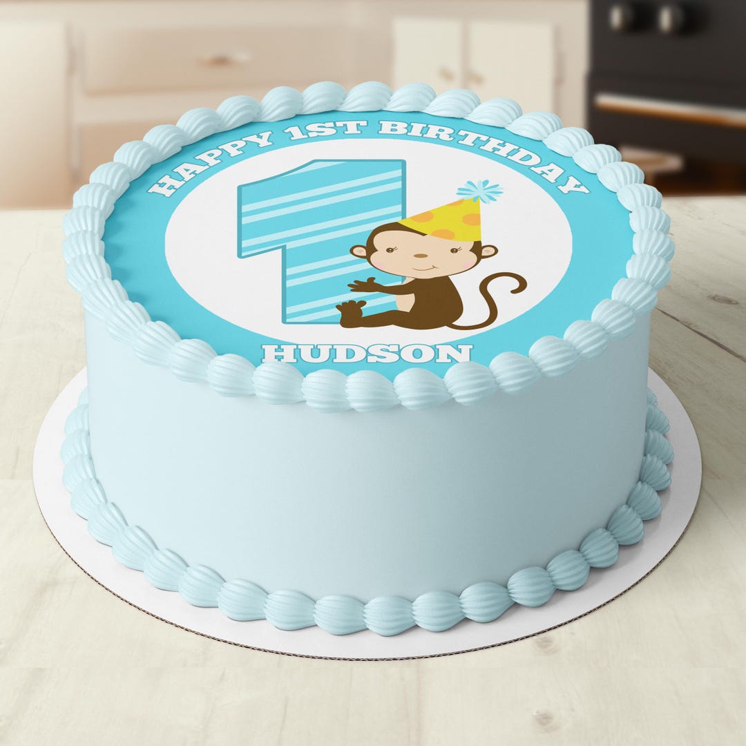 Monkey Birthday Pre-cut Round Edible Icing Cake Topper - Etsy