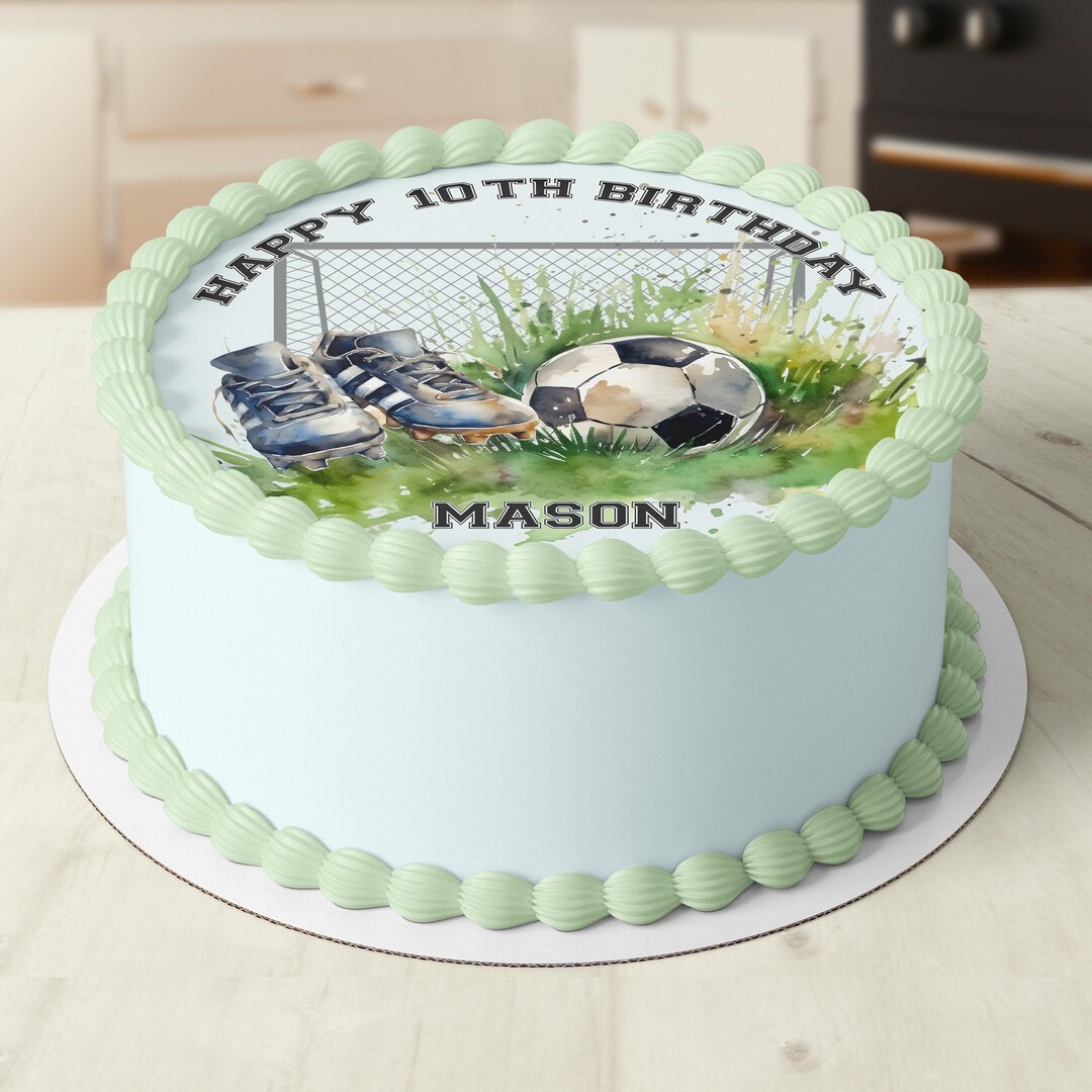 Soccer Sports Pre-cut Round Edible Icing Cake Topper - Etsy