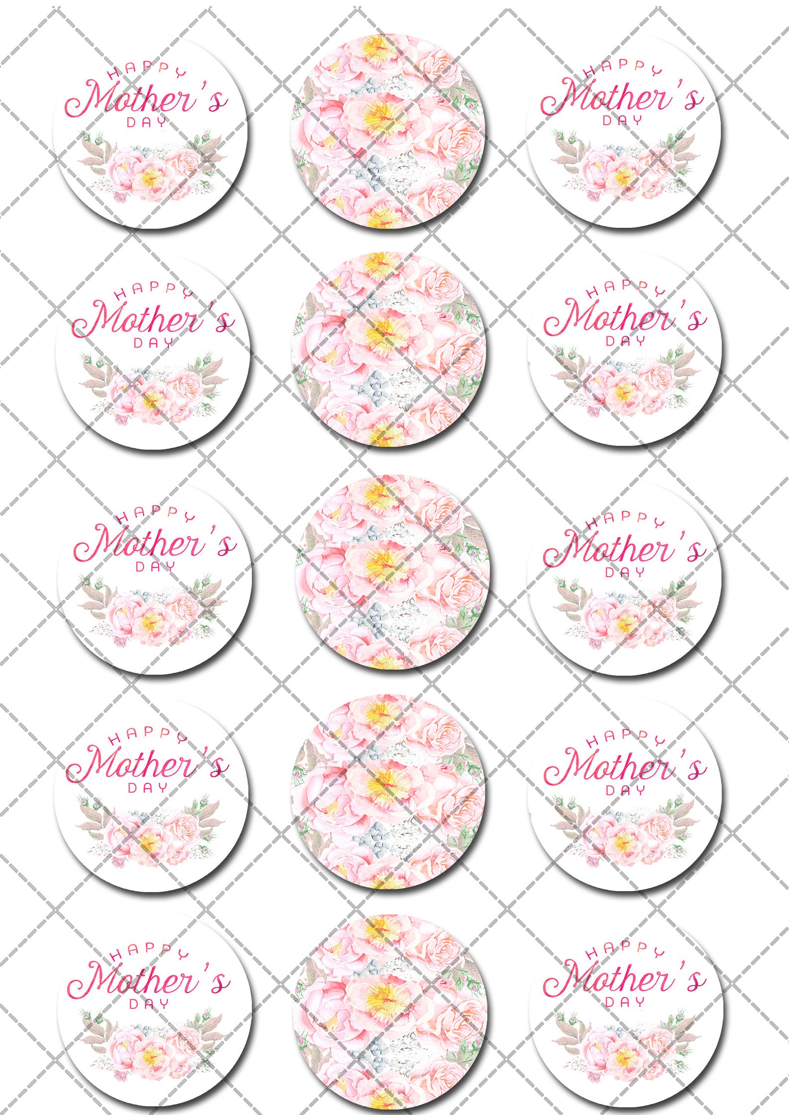 Mothers Day Floral Mom Mum Pre-cut Edible Icing Cupcake or Cookie ...