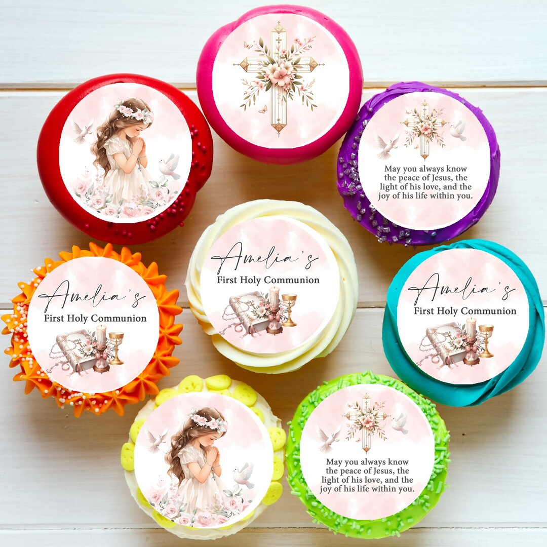 First Holy Communion Religious Pre-cut Edible Icing Image Cupcake or ...