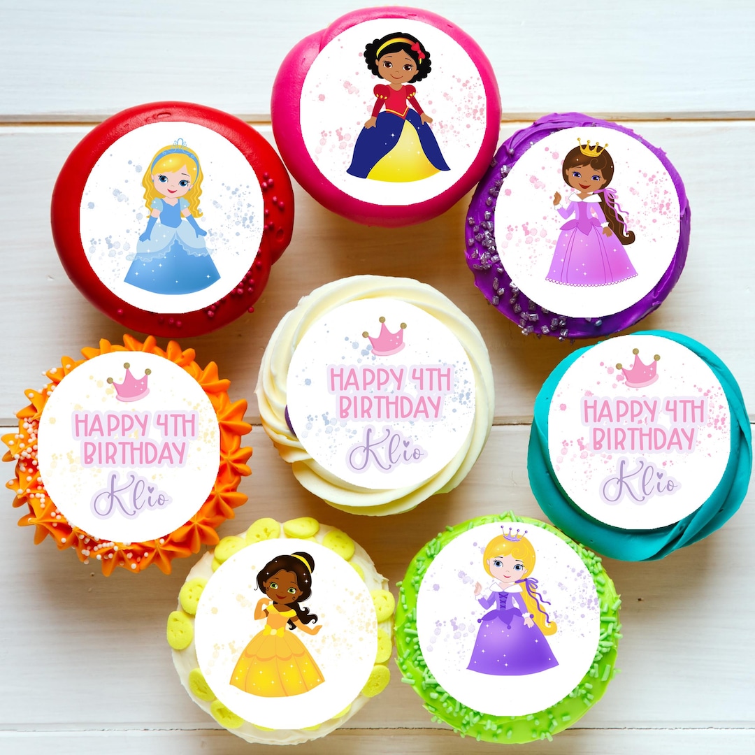 Cute Princesses Princess Pre-cut Edible Cupcake or Cookie Toppers - Etsy