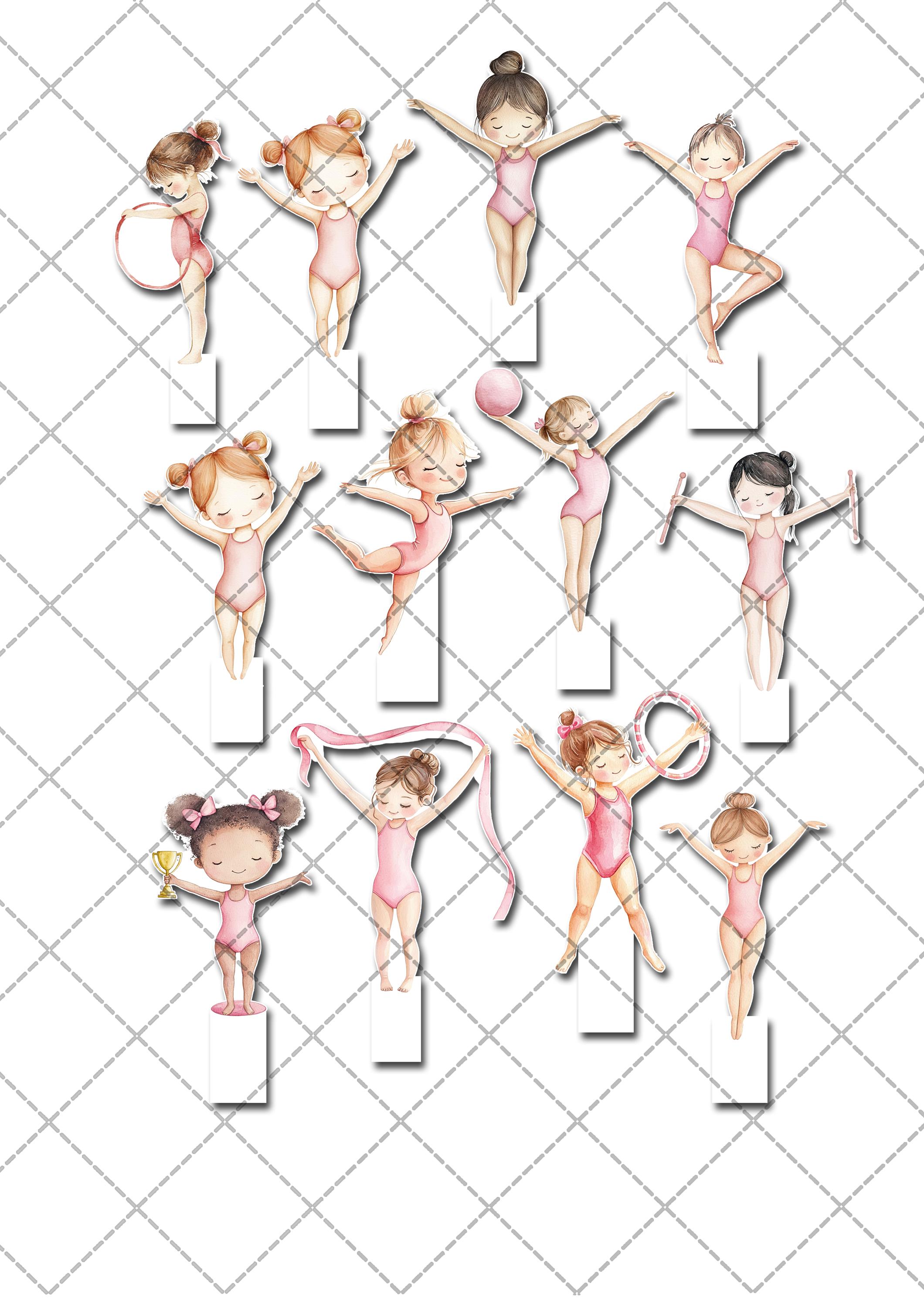 Gymastics Gymnast Pre-cut Edible Stand-up Wafer Card Cupcake Toppers - Etsy