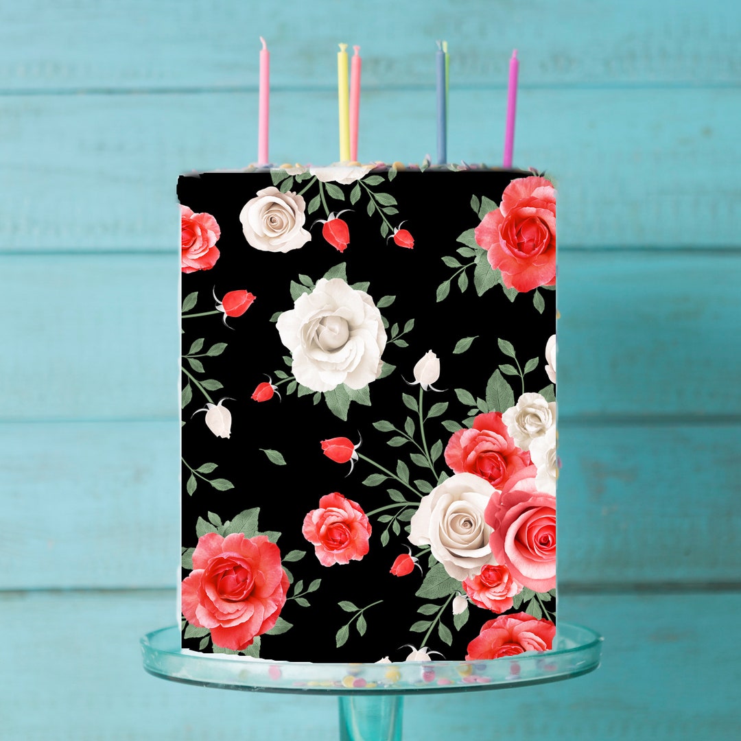 Floral Flower Edible Icing Image Cake Wrap Topper - Etsy