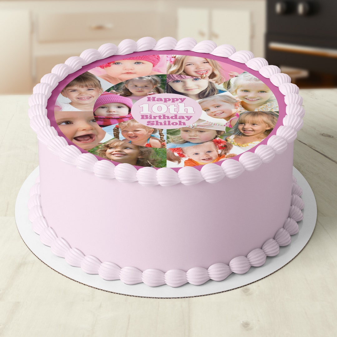 Photo Collage Pre-cut Round Edible Icing Cake Topper - Etsy