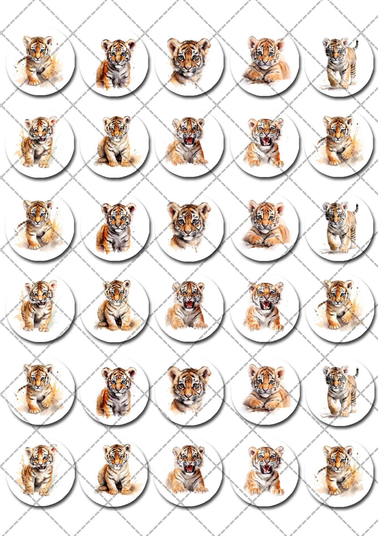 Tiger Cub Pre-cut Mini Edible Icing Cupcake or Cookie Toppers - Etsy