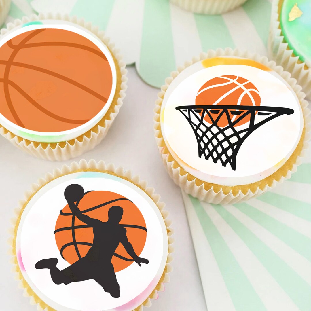 Basketball Sports Pre-cut Edible Cupcake or Cookie Toppers - Etsy