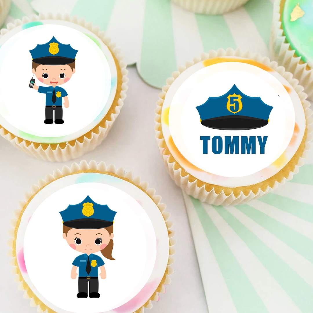 Police Policeman Policewoman Pre-cut Edible Icing Image Cupcake or ...