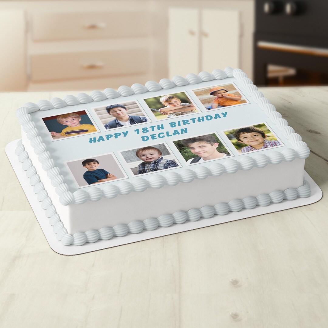 Birthday Photo Collage Rectangle Square Edible Icing Cake Topper - Etsy