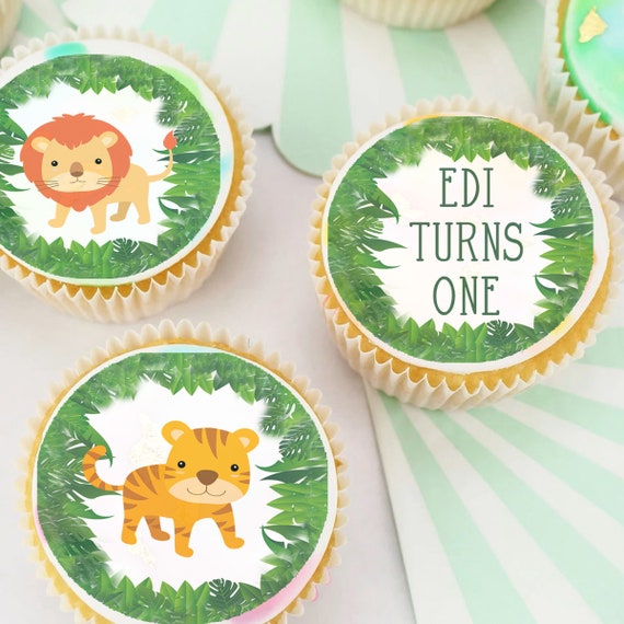 Jungle Safari Animals Pre-cut Edible Icing Image Cupcake or | Etsy