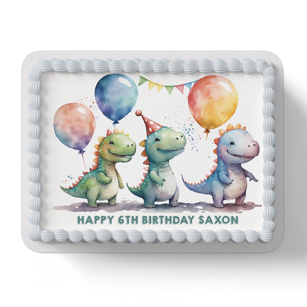 Dinosaurs Dinosaur Cute Personalised Edible Icing Fondant Cake Topper ...