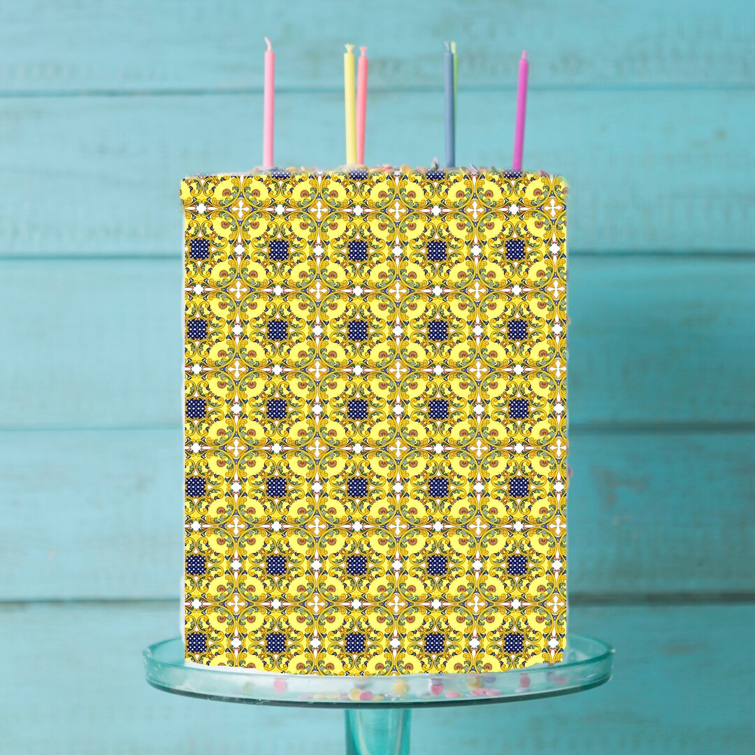 Amalfi Coast Tile Pattern Edible Icing Image Cake Wrap Topper - Etsy ...