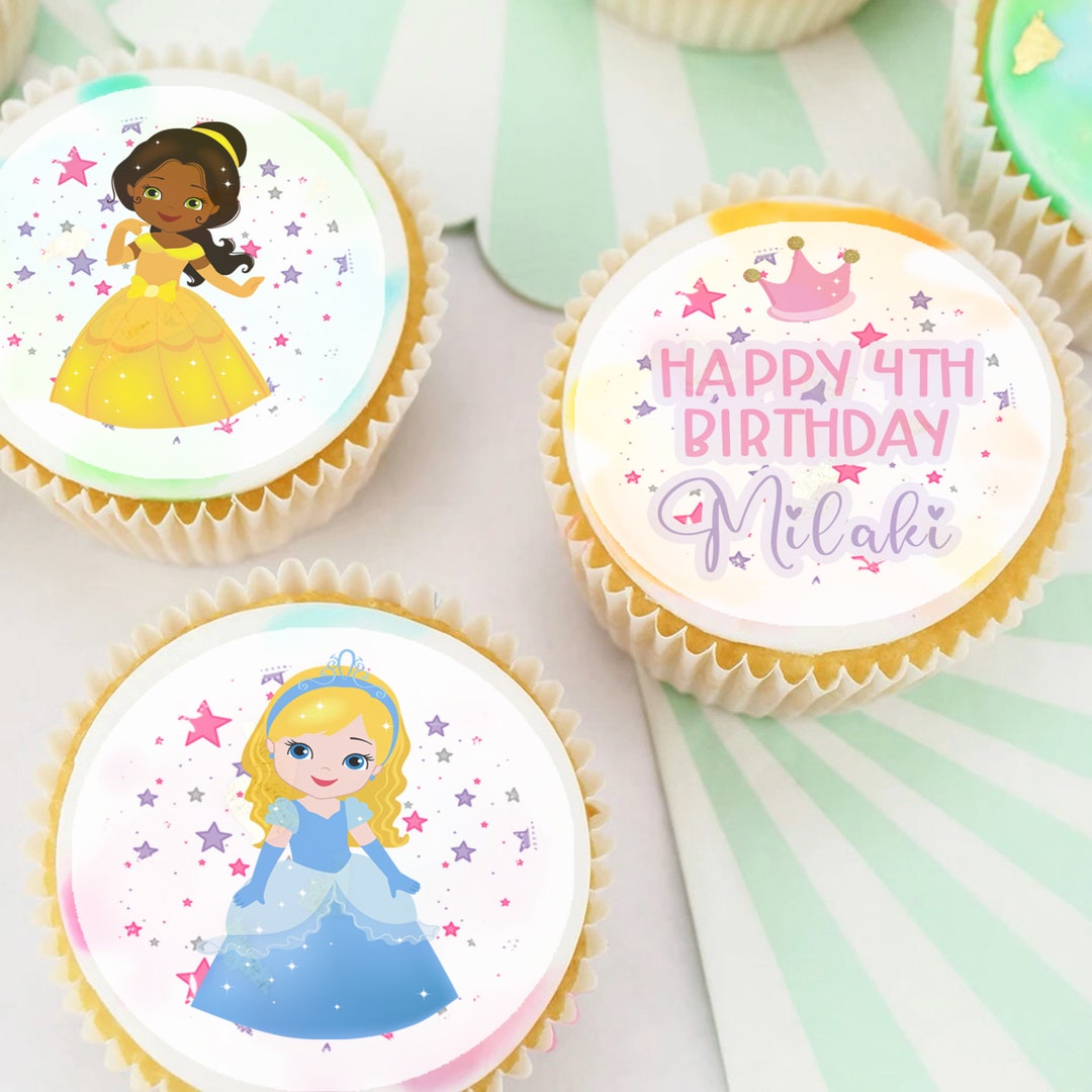 Cute Princesses Princess Pre-cut Edible Cupcake or Cookie Toppers - Etsy
