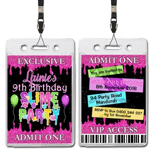 Paper & Party Supplies VIP Lanyard Pass Sleepover Slumber Birthday ...
