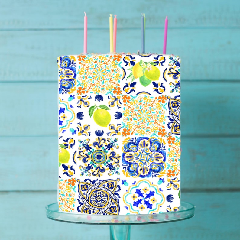 Amalfi Tiles Italian Edible Icing Image Cake Wrap Topper - Etsy