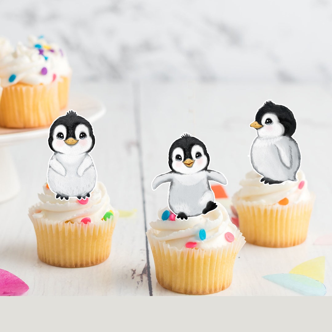 Penguin Pre-cut Edible Stand-up Wafer Card Cupcake Toppers - Etsy