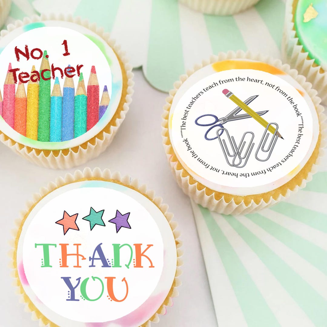 Teacher Thank Youpre-cut Edible Cupcake or Cookie Toppers - Etsy