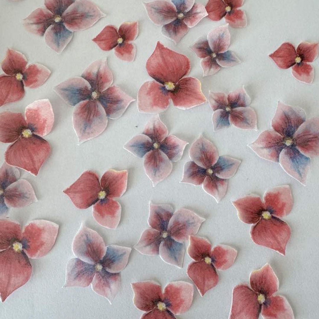 Pink & Purple Pre-cut Edible Wafer Hydrangea Flowers - Etsy