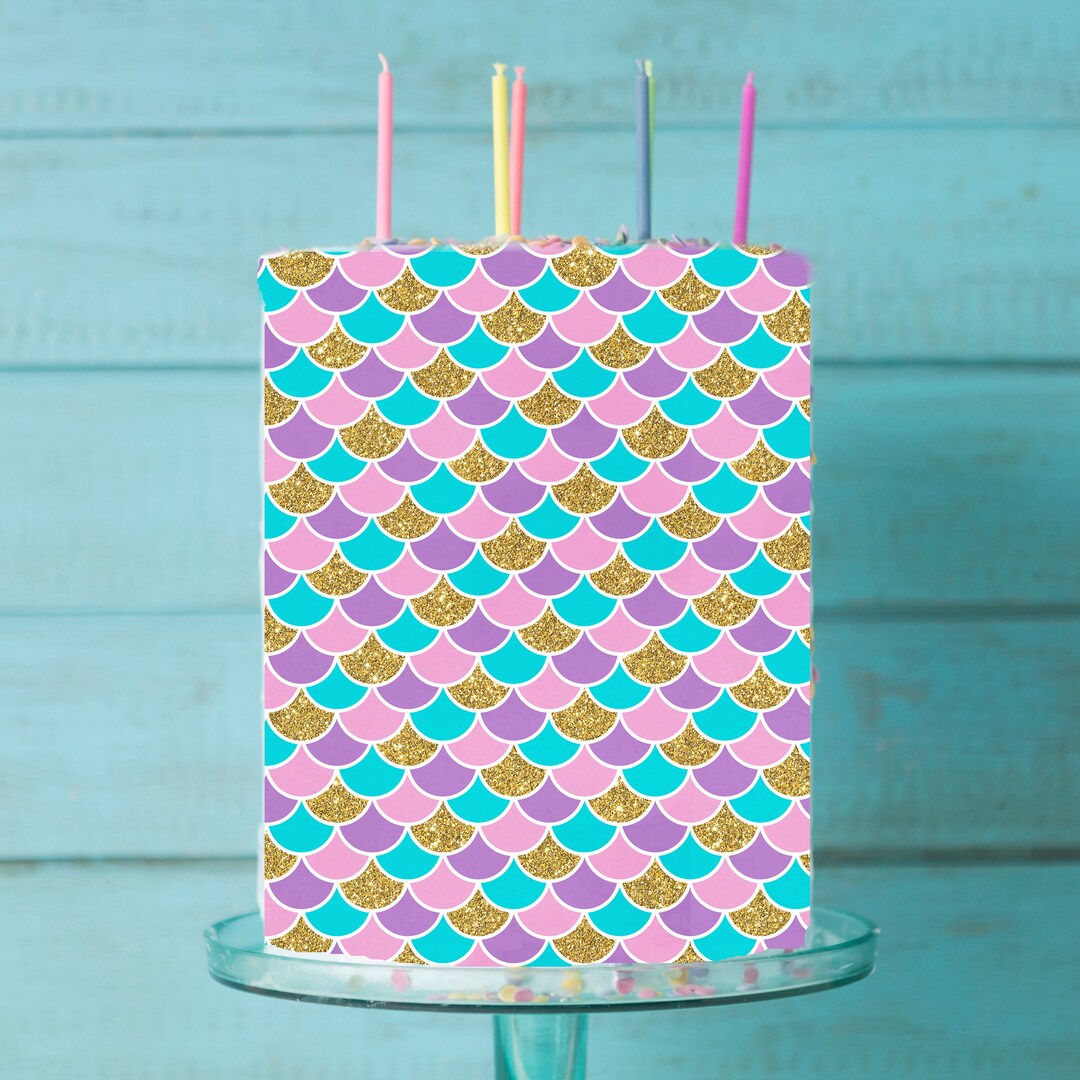 Mermaid Pattern Edible Icing Image Cake Wrap Topper - Etsy