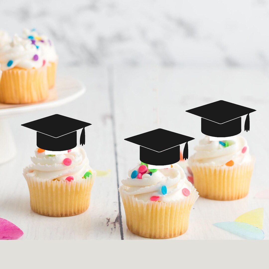 Graduation Hats Pre-cut Edible Stand-up Wafer Card Cupcake Toppers - Etsy