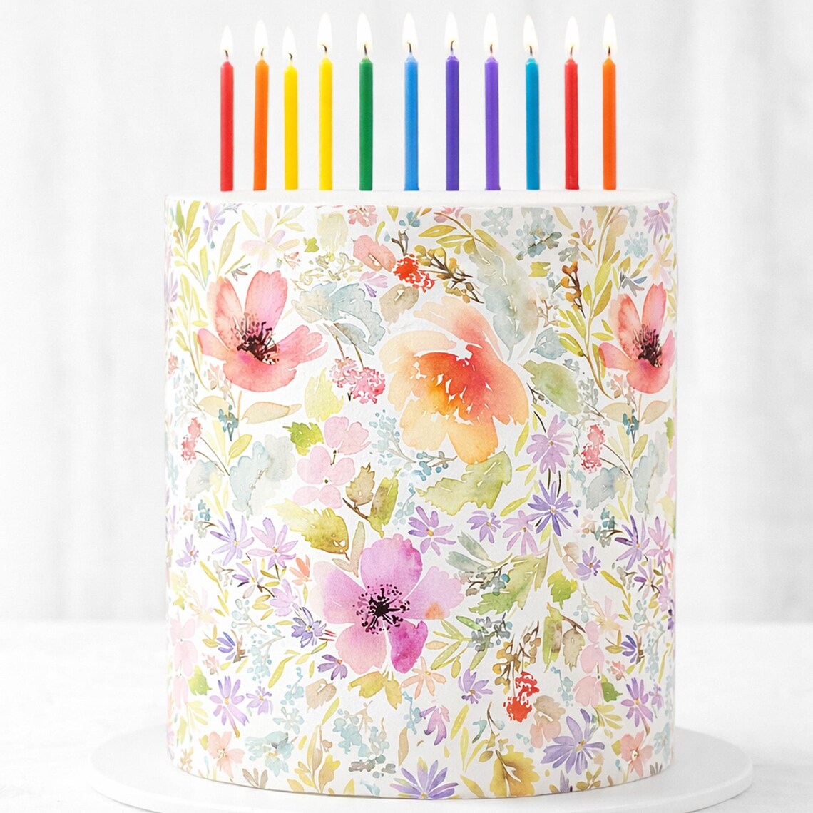Floral Flower Edible Icing Image Cake Wrap Topper - Etsy