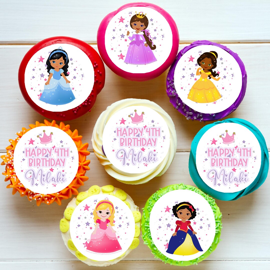 Cute Princesses Princess Pre-cut Edible Cupcake or Cookie Toppers - Etsy